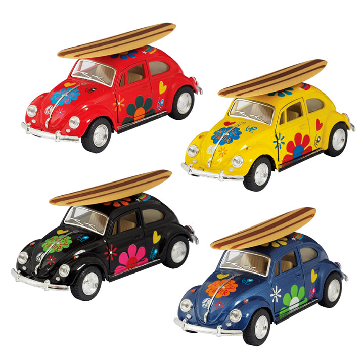 VW Bug with Surfboard from Alki Surf Shop in Seattle. Die cast metal.