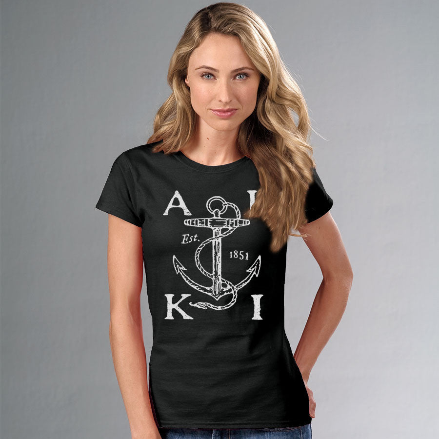Anchor women's t-shirt in black, exclusively from Alki Surf Shop.