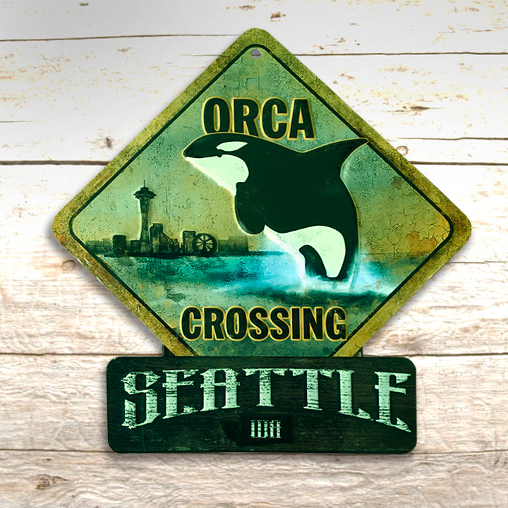 Orca Metal Sign – Alki Surf Shop